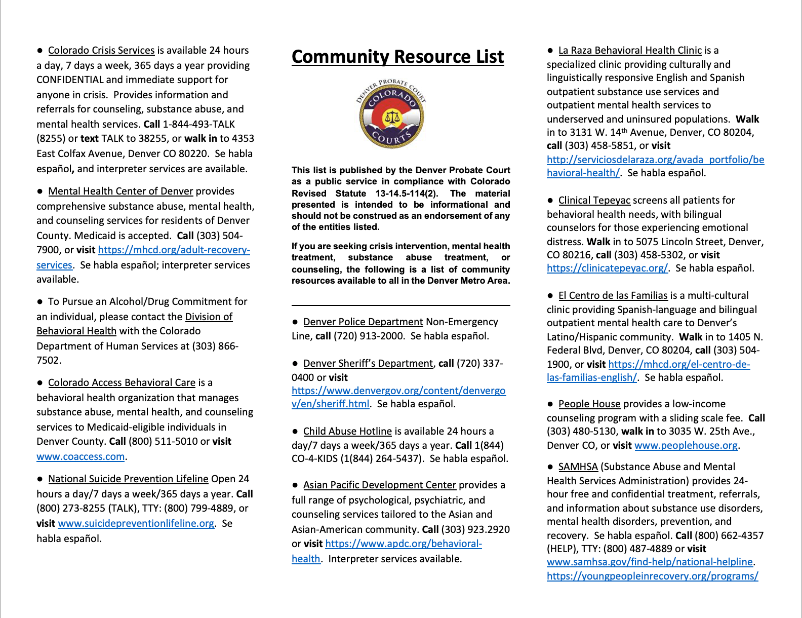 Community Resource List | The National ERPO Resource Center
